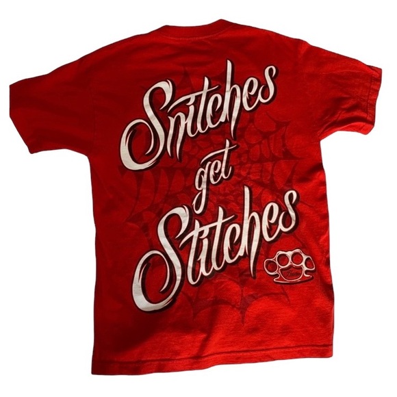 Heathen | Shirts | Heathen Snitches Get Stitches Red Short Sleeve Tee ...